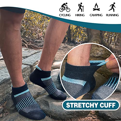 Merino Wool Ankle Hiking Socks Compression Warm Thermal Winter Thick Cushion Running Moisture Wicking No Show Socks Gifts Stocking Stuffers for Women Men 6 Pairs(Color Mix,L)