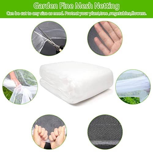 YELUCENS Garden Netting,(9.8ft-19.6ft) Garden Insect Netting Pest Barrier Mosquito Netting for Protect Vegetables Flowers Fruits Plant Covers Netting
