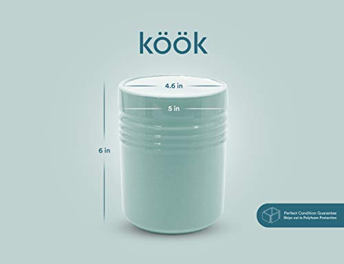 KooK Utensil Holder, Kitchen Utensil Holder, for Kitchen Counter, Ceramic, Premium Kitchen & Dining, Utensil Organizer, Countertop Organizer, Kitchen Counter Decor, 5.3”, Dishwasher Safe (Teal)