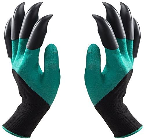 NNBB Garden Gloves with Fingertips Claws Quick– Great for Digging Weeding Seeding Poking -Safe for Rose Pruning Best Gardening Tool Best Gift for Gardeners (Double Claw)