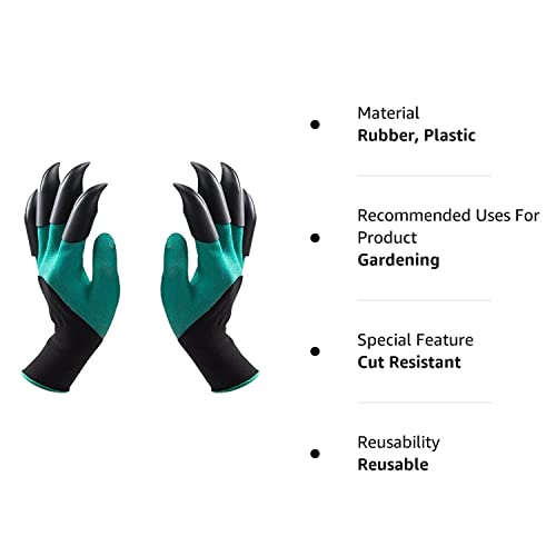 NNBB Garden Gloves with Fingertips Claws Quick– Great for Digging Weeding Seeding Poking -Safe for Rose Pruning Best Gardening Tool Best Gift for Gardeners (Double Claw)