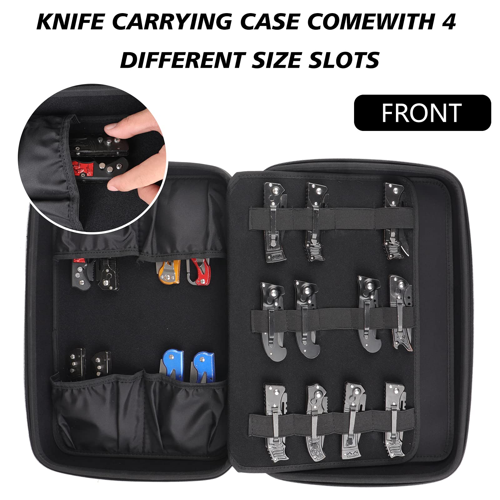 Knife Display Case, 42 Slots Pocket Knife Case, Folding Knife Butterfly Knife Pocket Knife Storage Organizer, Knives Collection Protector Carrier Bag for Survival Tactical Outdoor EDC Mini Knife