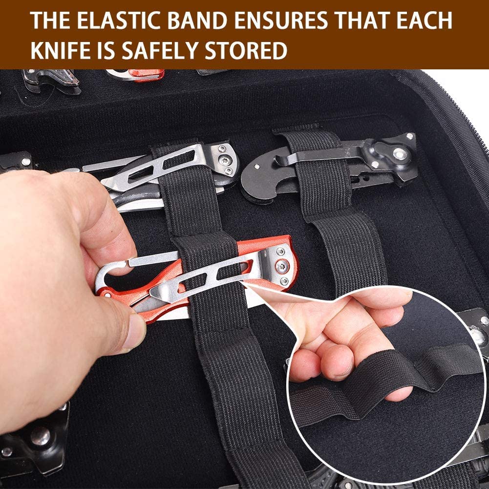 Knife Display Case, 42 Slots Pocket Knife Case, Folding Knife Butterfly Knife Pocket Knife Storage Organizer, Knives Collection Protector Carrier Bag for Survival Tactical Outdoor EDC Mini Knife