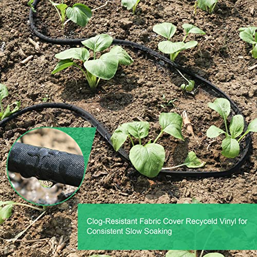 Flat Soaker Hose 25 ft for Garden Beds Drip Hose Heavy Duty Save 70% Water for Vegetable Tree (25FT)