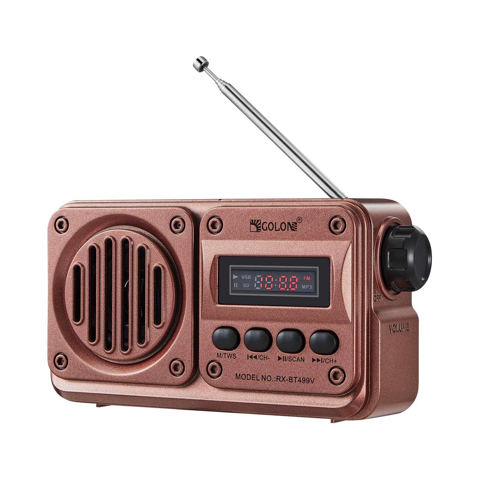 Gelielim Portable Radio with Bluetooth, FM Radio with Loud Volume, Digital Radio Retro Bluetooth Speaker with LED Display Support TF Card/USB, Present for Grandparents for Kitchen Outdoor (No AM)