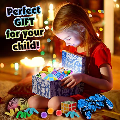 Fidget Sensory Toy Pack with Stress Balls for Kids, Teens and Adults, 60 Pack Figit Toys for Therapy Office Decor and Calm Corner Classroom, Fun Fidgeting Game for ADHD, Autism, Stress and Anxiety