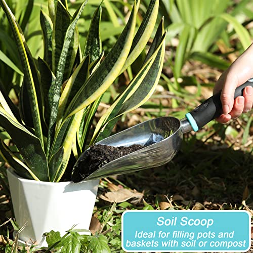 V.C.Formark Heavy Duty Garden Hand Tools, Aluminum Soil Scoop with Ergonomic Handle, Metal Garden Rake - Easy to Loosen Soil, Ideal for Transplanting, Digging, Cultivating, Weeding and Sowing