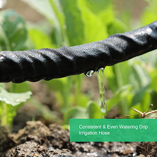 Flat Soaker Hose 25 ft for Garden Beds Drip Hose Heavy Duty Save 70% Water for Vegetable Tree (25FT)