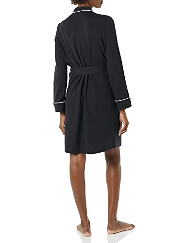 Amazon Essentials Women's Lightweight Waffle Mid-Length Robe (Available in Plus Size), Black, X-Large