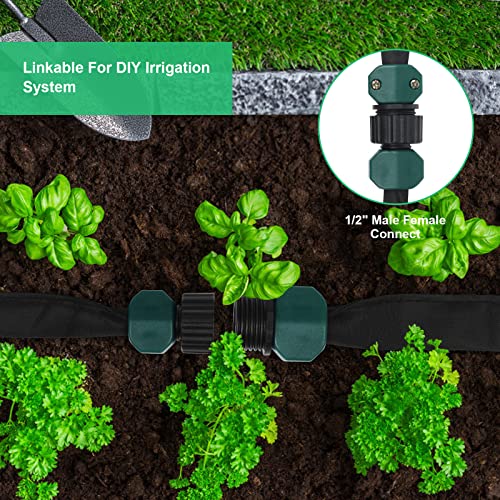 Flat Soaker Hose 25 ft for Garden Beds Drip Hose Heavy Duty Save 70% Water for Vegetable Tree (25FT)