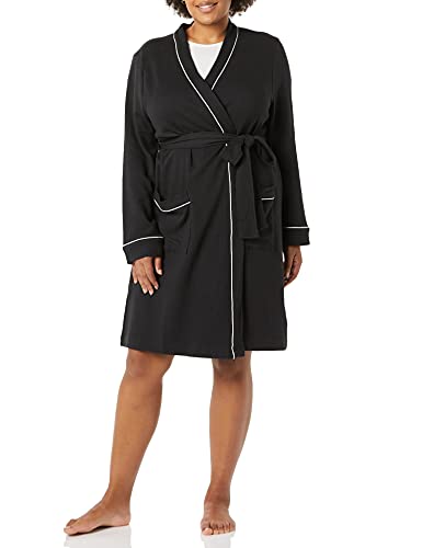 Amazon Essentials Women's Lightweight Waffle Mid-Length Robe (Available in Plus Size), Black, X-Large
