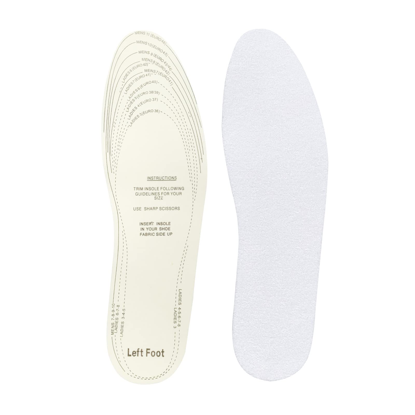 5 Pairs Odor Control Summer Pure Cotton Terry Cloth Shoe Insoles,Absorbs Sweat & Controls Odor Ideal for Wear Without Socks,Barefoot Shoe Inserts