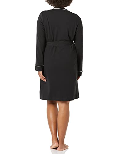 Amazon Essentials Women's Lightweight Waffle Mid-Length Robe (Available in Plus Size), Black, X-Large