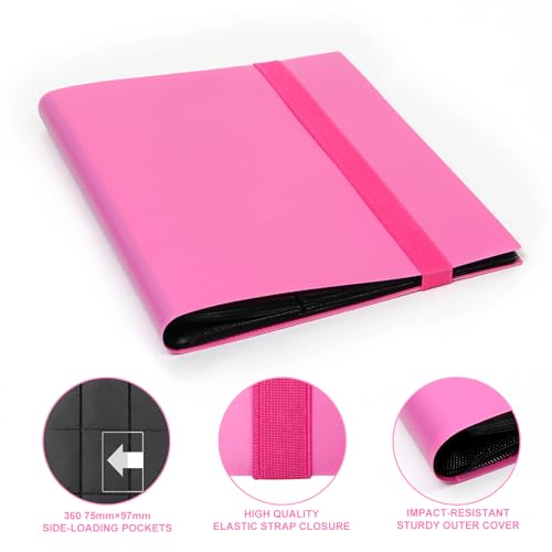 GEAoffice Card Binder 9 Pocket, 360 Pockets Trading Card Album Folder for Standard Cards, Side Loading Card Collection Folder for MTG, TCG, Sport Cards, (Rose Pink)