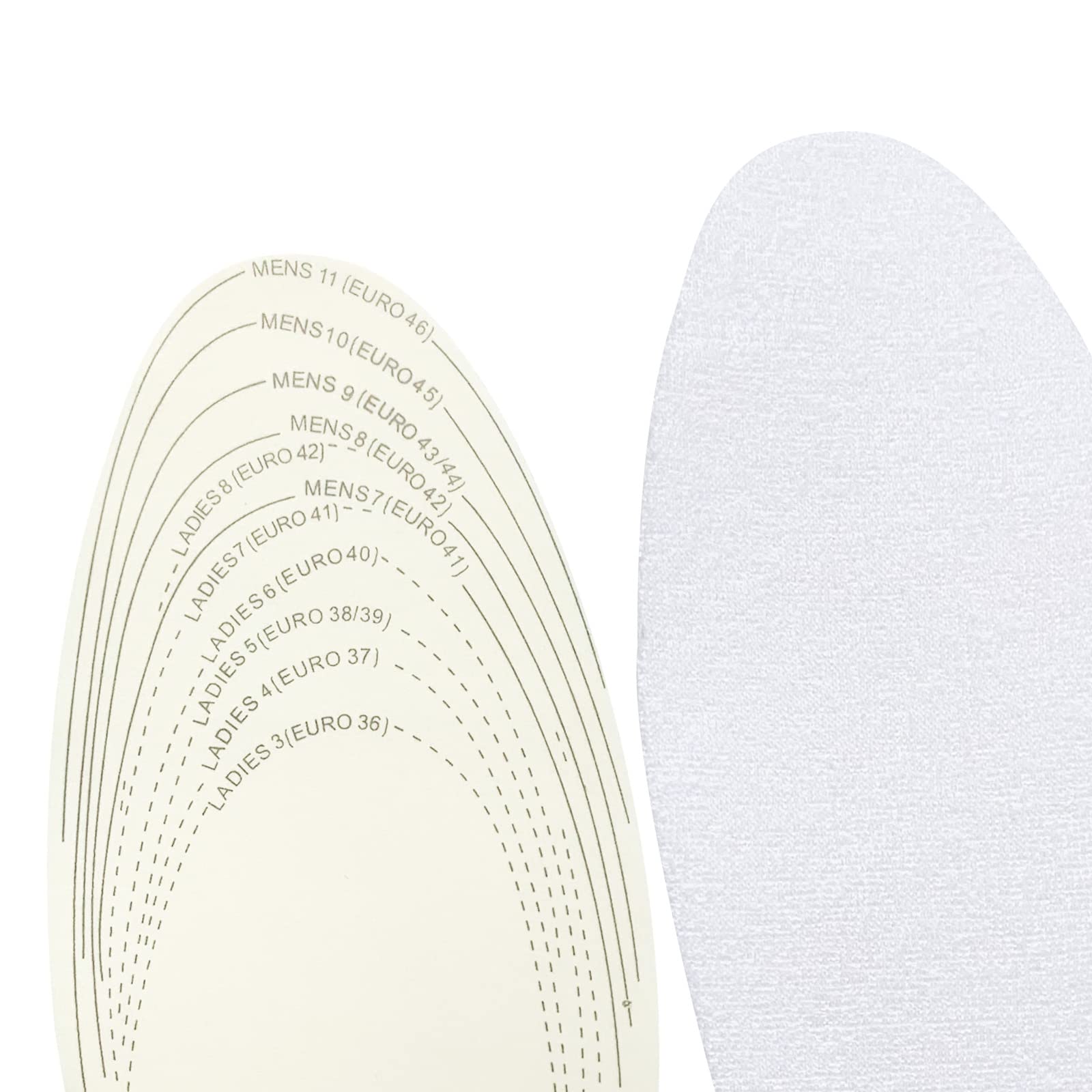 5 Pairs Odor Control Summer Pure Cotton Terry Cloth Shoe Insoles,Absorbs Sweat & Controls Odor Ideal for Wear Without Socks,Barefoot Shoe Inserts