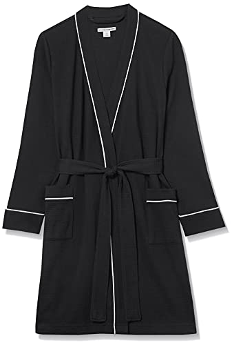 Amazon Essentials Women's Lightweight Waffle Mid-Length Robe (Available in Plus Size), Black, X-Large