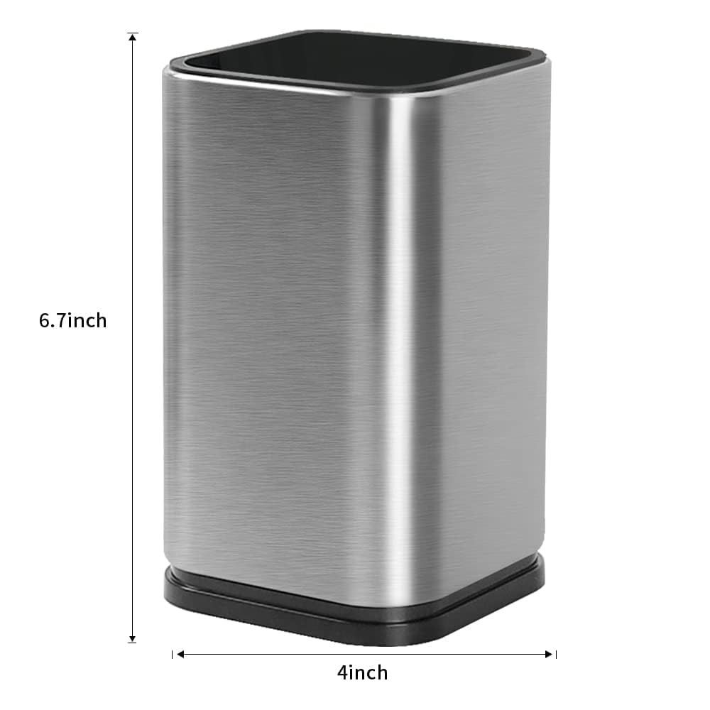 Stainless Steel Kitchen Utensil Holder for Countertop Large Utensil Caddy Organizer Rust Proof & Weighted Base for Stability, Rectangle Utensil Organizer, Cooking Utensil Holder Crock for All Kitchens