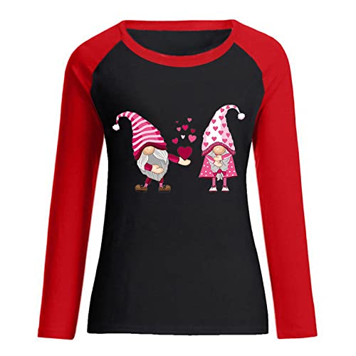 Women's Valentines Day Shirt Cute New Years Outfit Stocking Stuffers for Teens Womens Gifts for Christmas Black