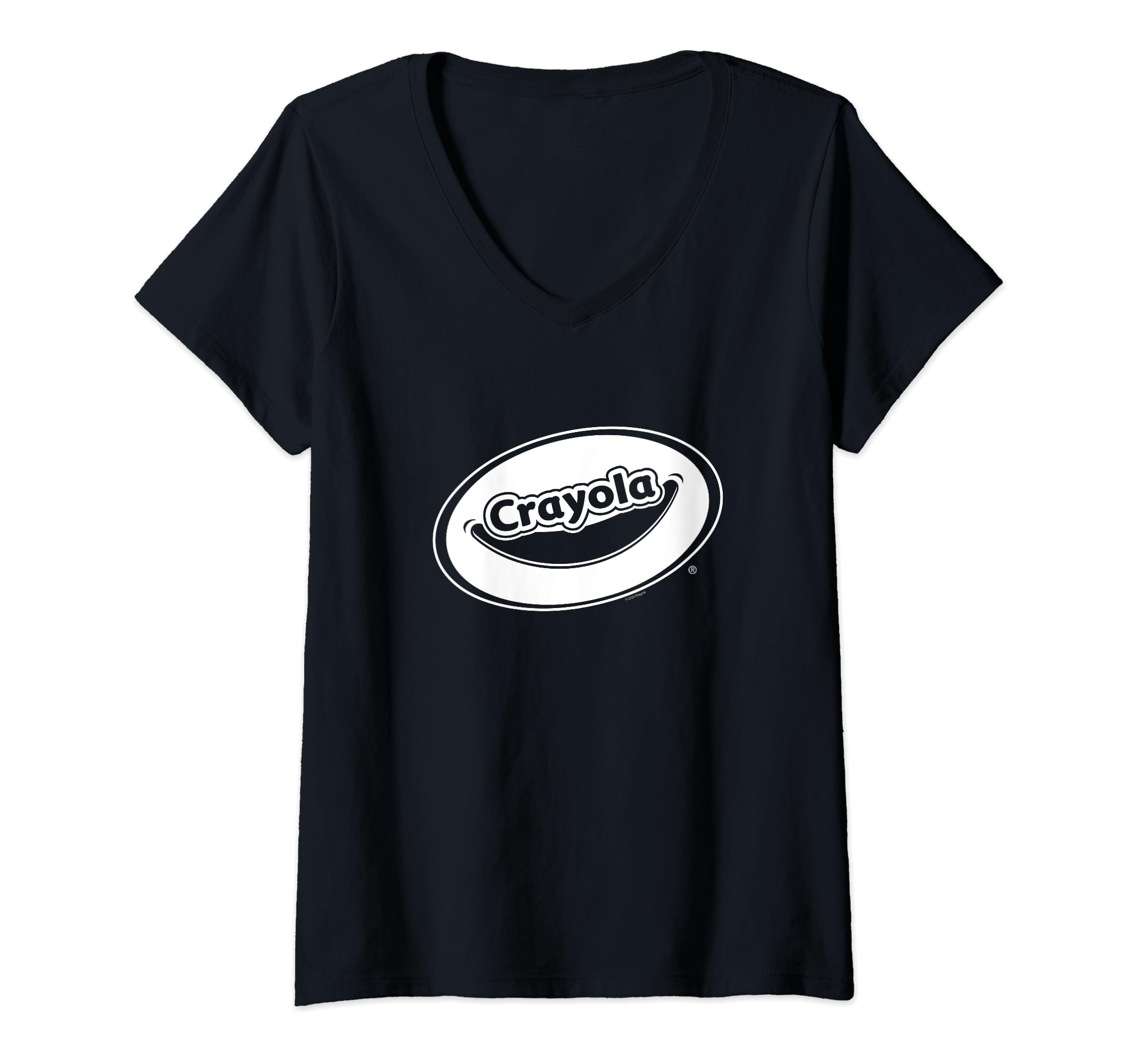 Womens Crayola Smile Oval Shaped Classic Logo V-Neck T-Shirt