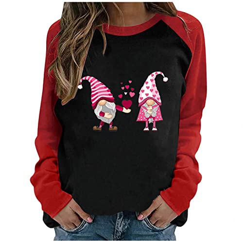 Women's Valentines Day Shirt Cute New Years Outfit Stocking Stuffers for Teens Womens Gifts for Christmas Black