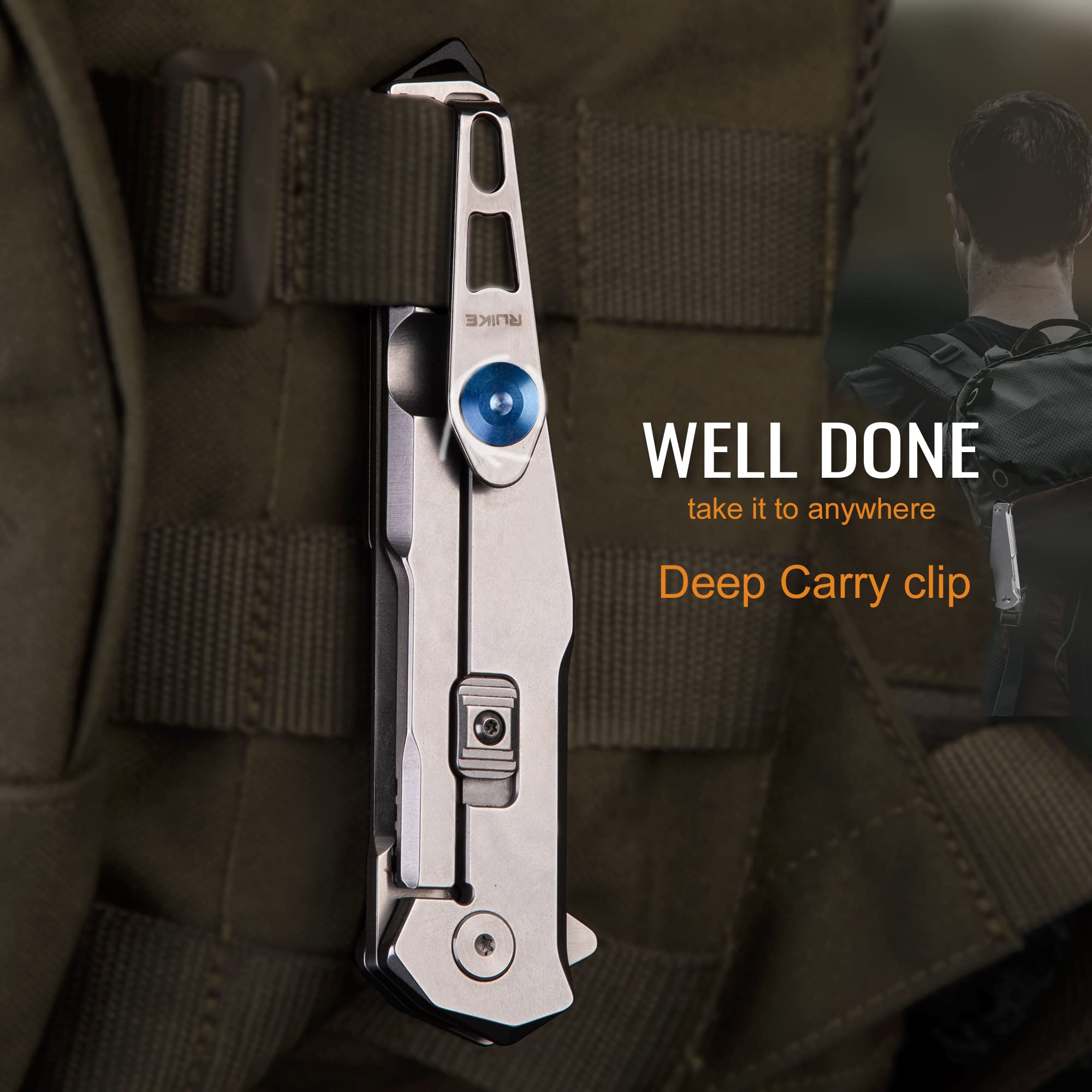 Tactical Folding Pocket Knife for men,14C28N Stainless Steel Blade,Frame Lock,G10 Handle,EDC Small Camping Knives Belt Clip Carry,Lightweight Survival Hunting Flipper Microtech Elemental Bushcraft Hiking Sharp Gear Tool Father Dad Gifts Ruike p108