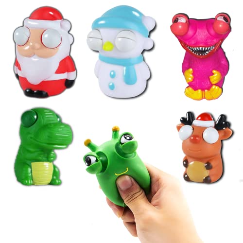 Brezoy Fidget Toys for Kids & Adult, Stocking Stuffers for Boys Squishy Sensory Toys Christmas Xmax Gifts for Boys Girls Squeeze Stress Balls Relief Popper Toys - 6PCS