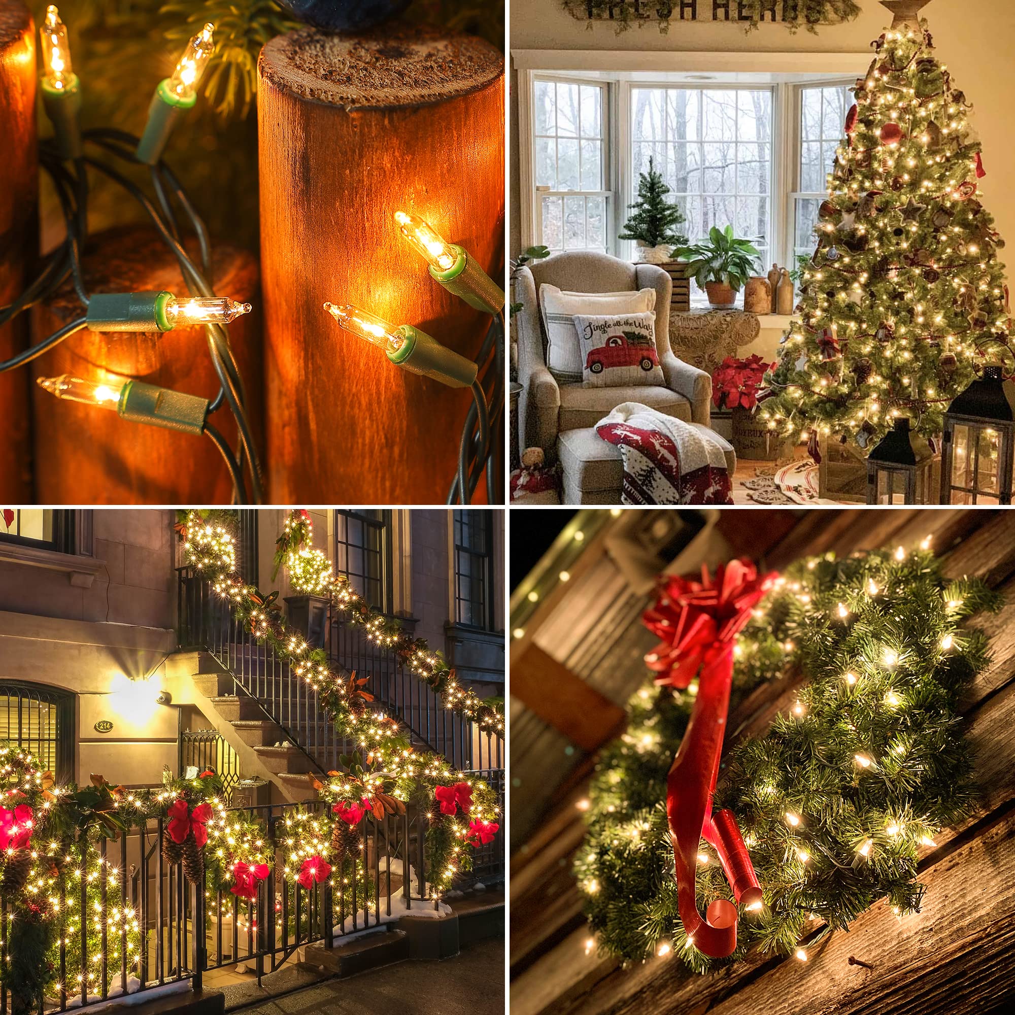 Indoor/Outdoor Multi-Color Musical Christmas Lights - Plays 25 Classical Holiday Songs - 8 Function Chaser - Green Wire - 26 Ft Wire Length, 2" Space Between Bulbs