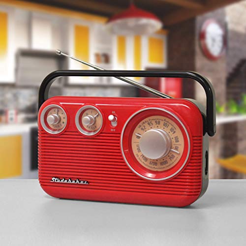 Studebaker SB2003 Retro Portable AM/FM Radio (red/Black)