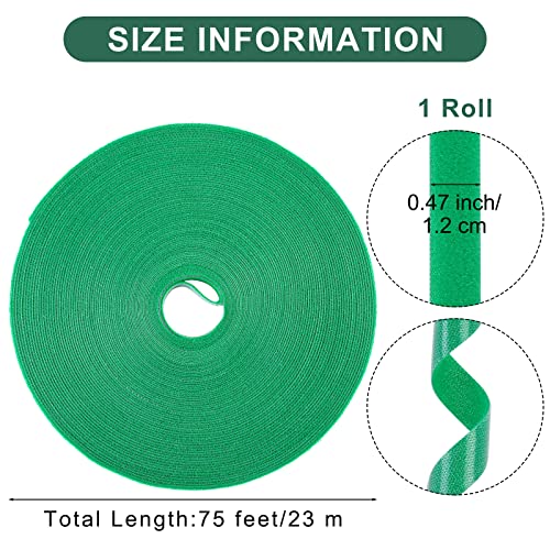 Hahood Plant Ties Reusable Garden Tape Adjustable Plant Support for Effective Growing Nylon Plant Tie Strap for Flowers, Tomato, Vines, Tree (75 Feet x 0.47 Inches, Green)