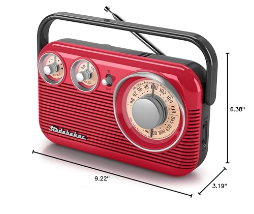Studebaker SB2003 Retro Portable AM/FM Radio (red/Black)