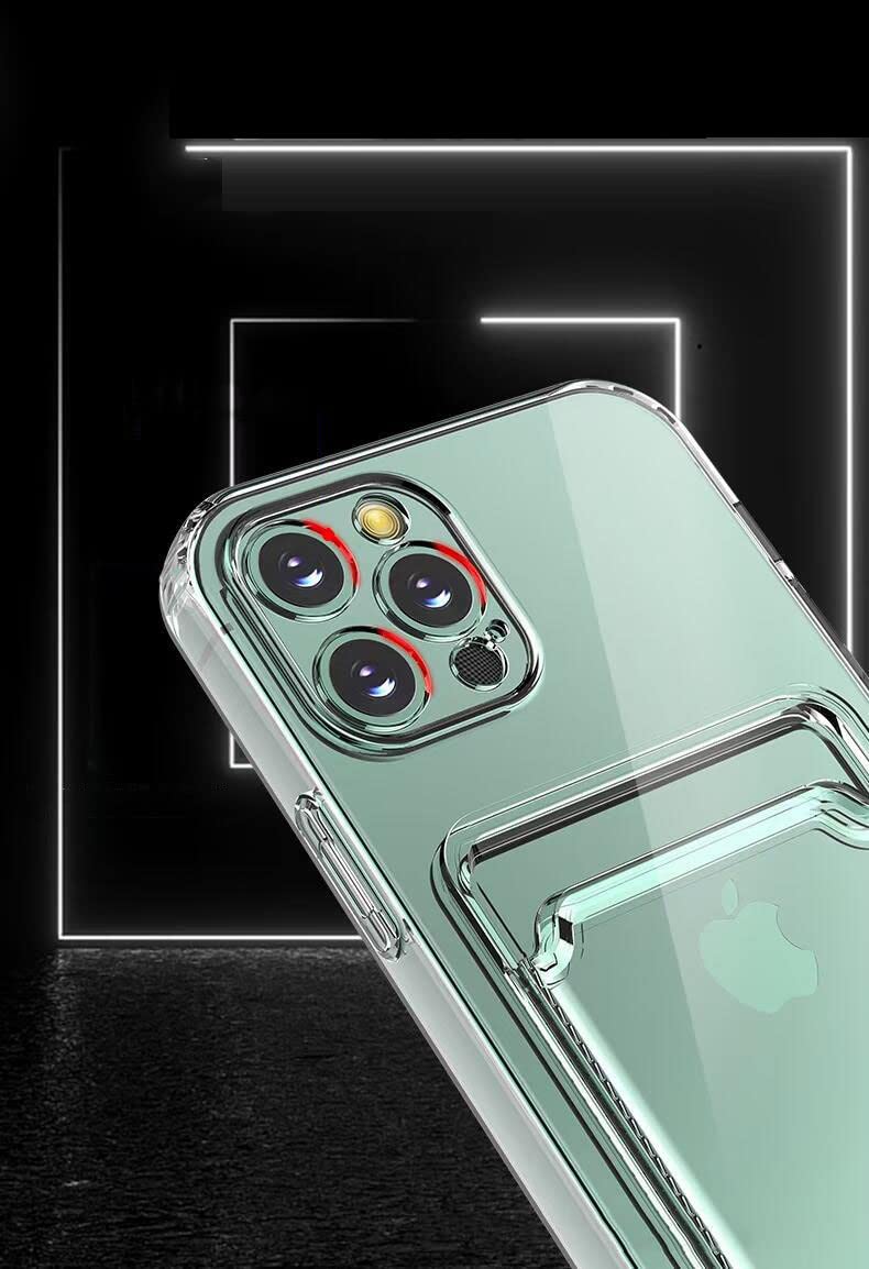 Xerial Compatible with iPhone 13 Mini case with Card Holder, Clear Card Slot case, Ultra-Thin, Soft, Shockproof, Credit Card Protective Cover for iPhone 13 Mini