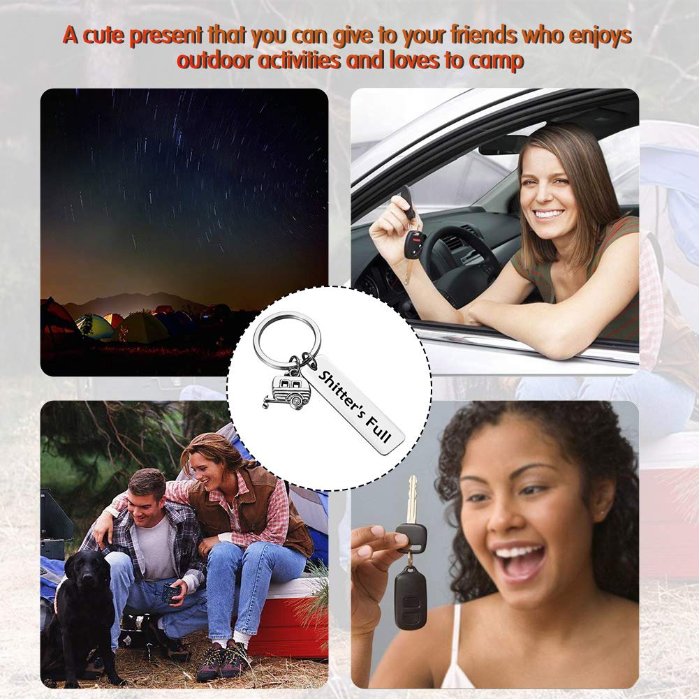 Xiahuyu 2Pcs Shitter's Full Camper Keychain Happy Camper RV Keychain Unique Gifts for Men Women Camper Trailer Vacation Jewelry