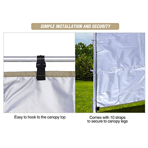 REDCAMP Instant Canopy Sidewall for 10x10ft Pop Up Canopy, 1 Pack Sunwall Only, Khaki (1 Sidewall Only, Canopy Tent NOT Included)