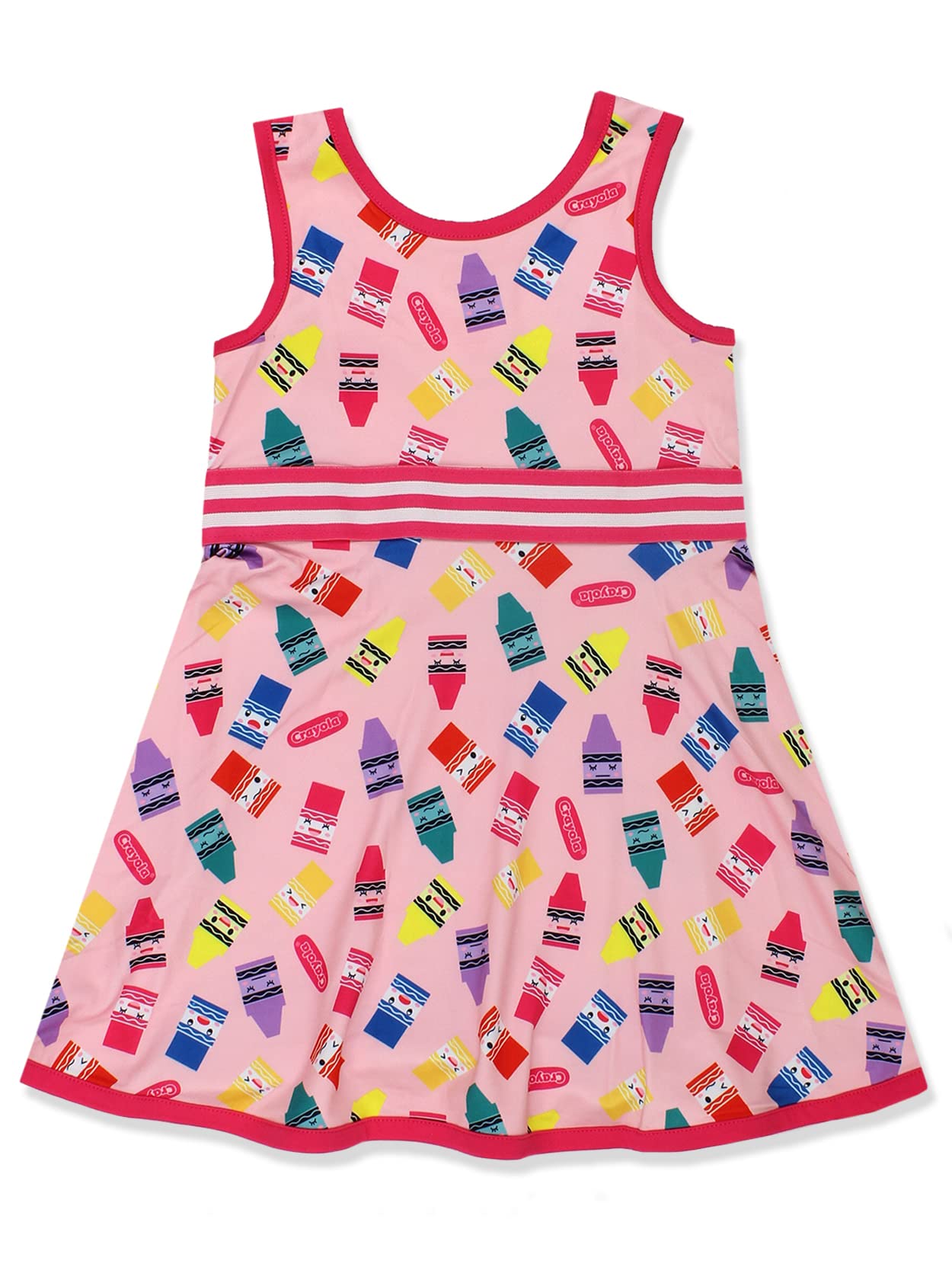 Crayola Crayon Toddler Girls Fit and Flare Ultra Soft Dress (3T, Pink)