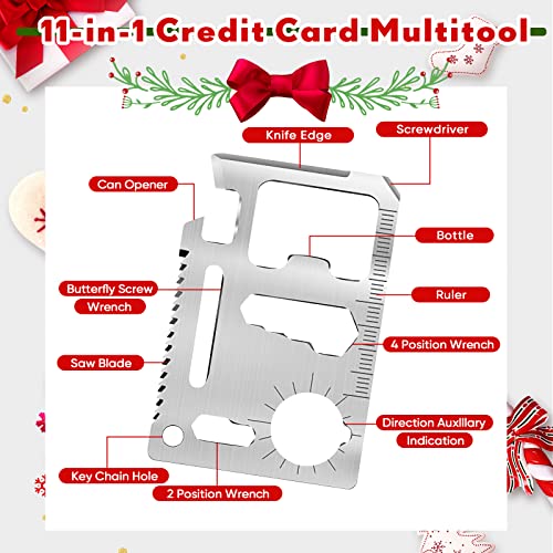 Yinkin Dad Keychain Key Rings Dad Gifts Stocking Stuffers for Men Multitool Credit Card Father's Day Gift Multi Functional Tool Stainless Steel Wallet Bottle Opener