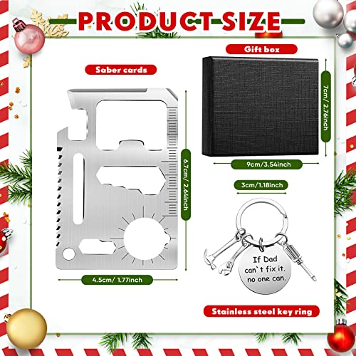 Yinkin Dad Keychain Key Rings Dad Gifts Stocking Stuffers for Men Multitool Credit Card Father's Day Gift Multi Functional Tool Stainless Steel Wallet Bottle Opener