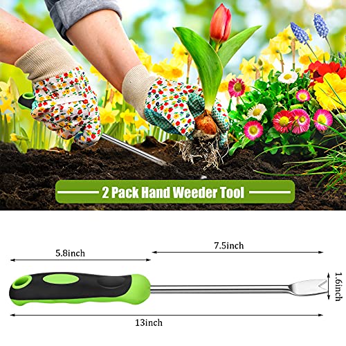 Hand Weeder Tool Garden Weeding Tool Gardening Weeder Tool with Ergonomic Handle, Stainless Steel Garden Lawn Farmland Transplant Gardening Plant Tool(2 Pronged Fork, 2 Pieces)