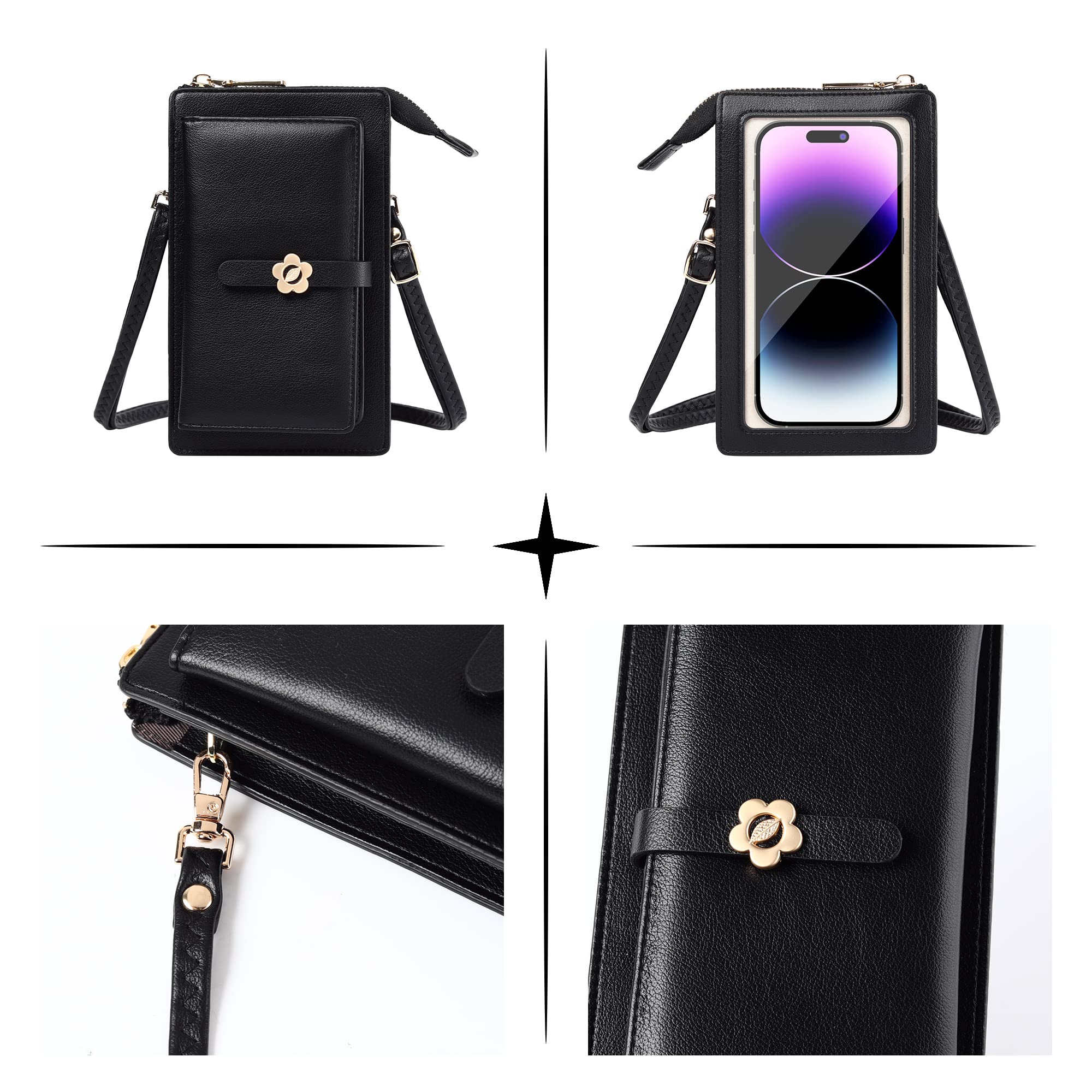 AnsTOP Small Crossbody Bag for Women - Phone Purse Crossbody Cell Phone Purse for Women with 2 Strap