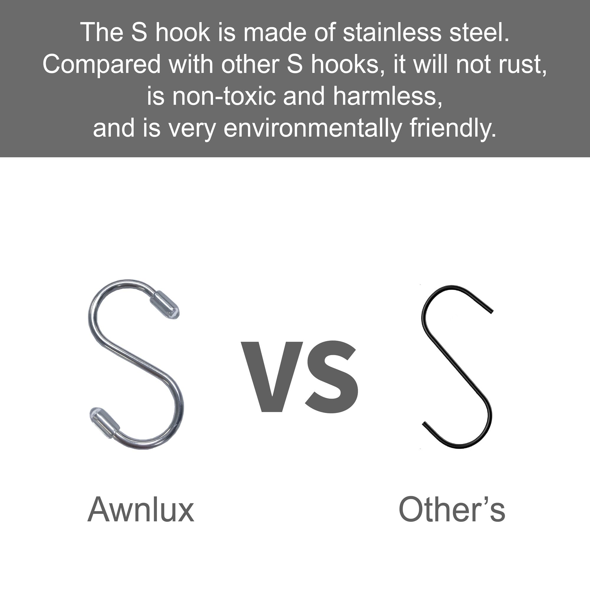 AWNLUX RV Awning Hooks for Lights Camping Awning Accessory Hangers S Shaped Hooks Set Rv Party Light Hangers for Camping Tent Indoor and Outdoor Supplies (Grey and Silver,8 Pairs)