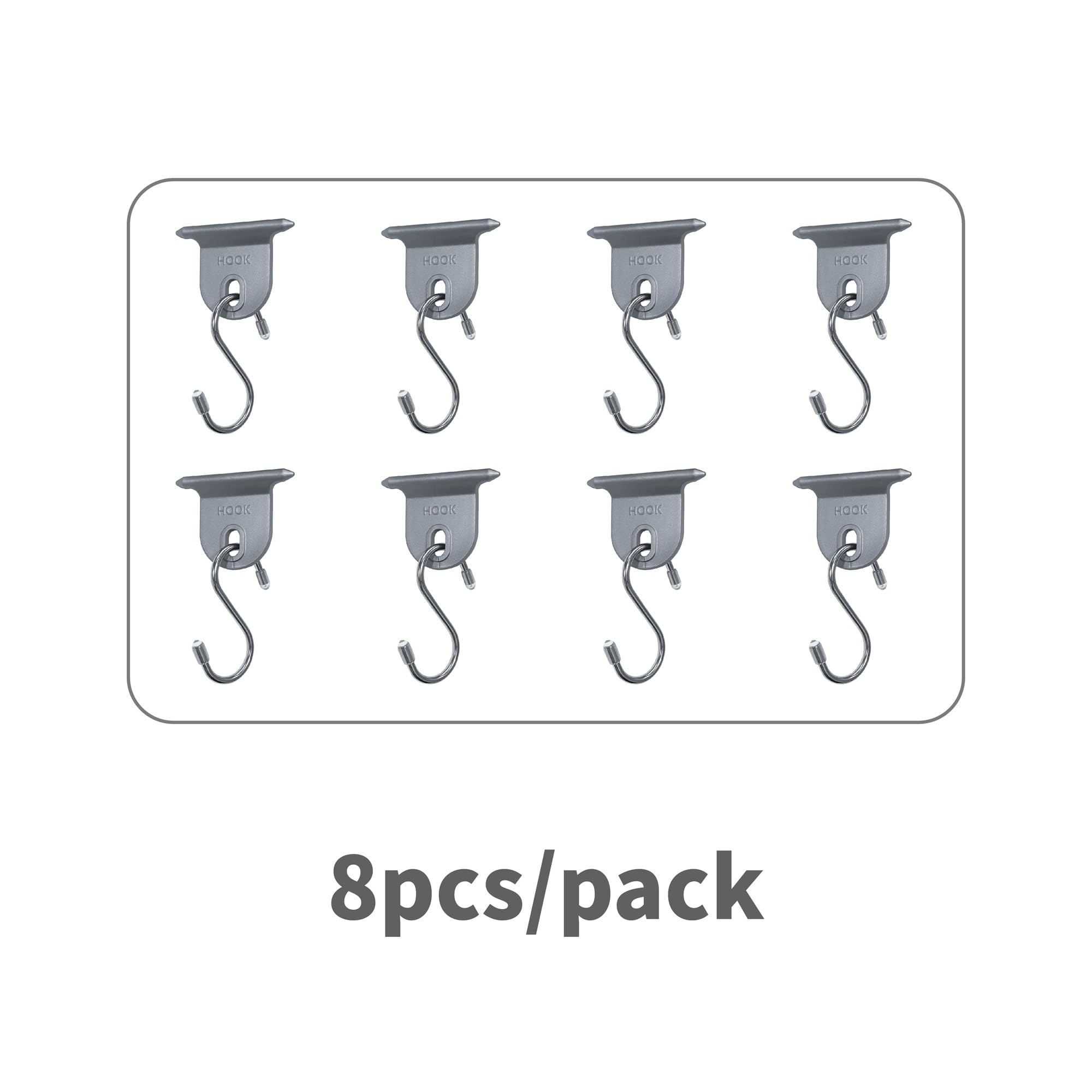 AWNLUX RV Awning Hooks for Lights Camping Awning Accessory Hangers S Shaped Hooks Set Rv Party Light Hangers for Camping Tent Indoor and Outdoor Supplies (Grey and Silver,8 Pairs)
