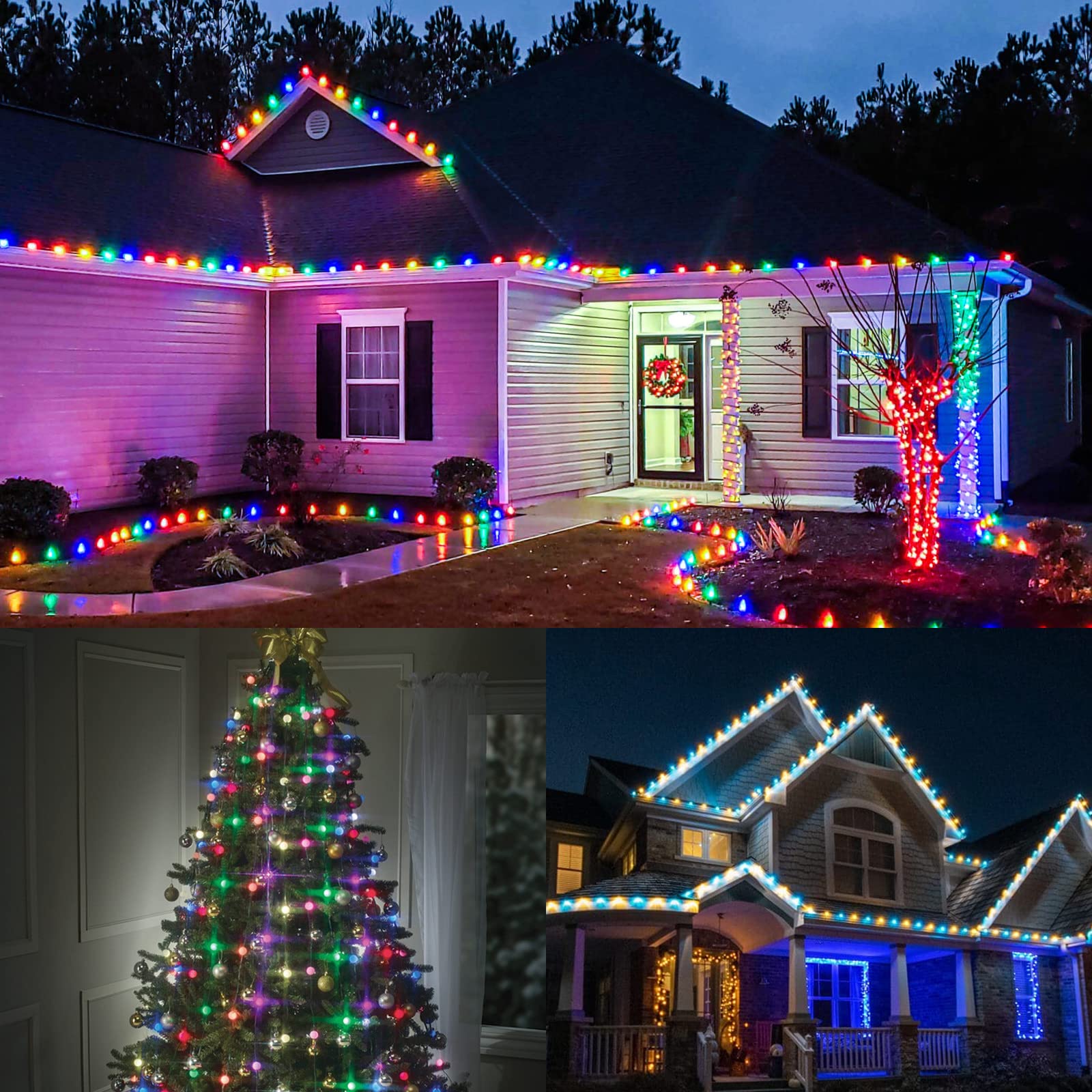 Encoidoz 100FT C9 Light String Christmas Stringer, E17 Light Sockets 12" Spacing, C9 Stringer Set Green Outdoor String Light Strand for Wedding Patio Event Lighting Decor, Green Wire
