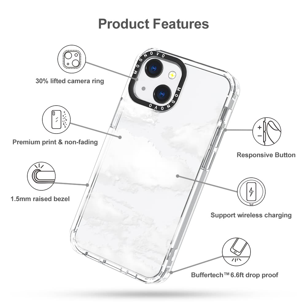 MOSNOVO Case for iPhone 13 Mini, [Buffertech 6.6ft Military-Grade Drop Protection] [Anti Peel Off Tech] Clear TPU Bumper Phone Case Cover Design - Cloud