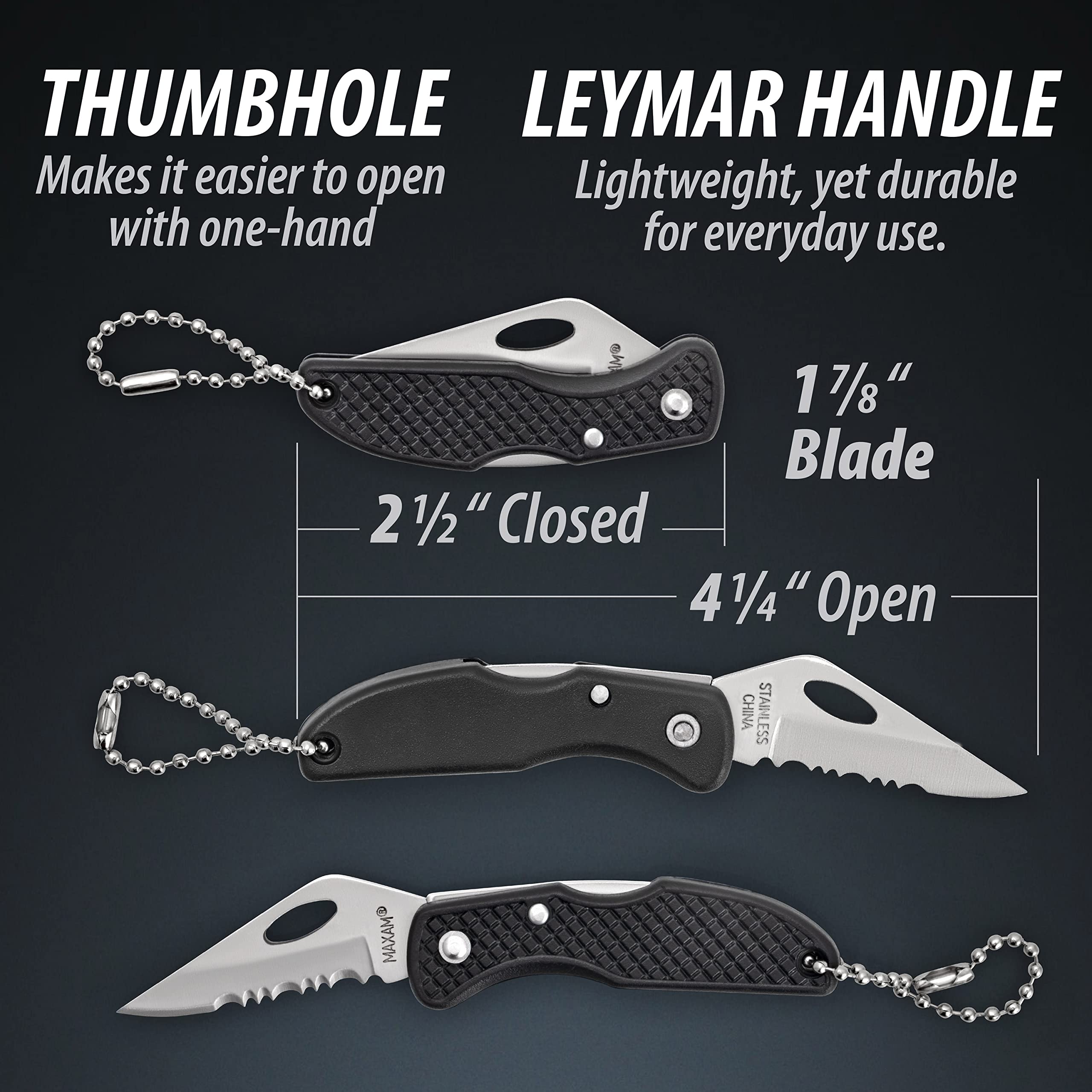 Maxam Falcon IV Lockback EDC Serrated Stainless Steel Knife, Small Folding Knife, Blade Length 1 7/8 Inch