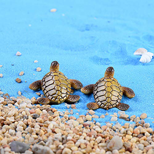 8 Pcs Resin Beach Sea Turtle Miniature Figurine, Fish Tank Decoration Fairy Garden Dollhouse Landscape Decor Ornament