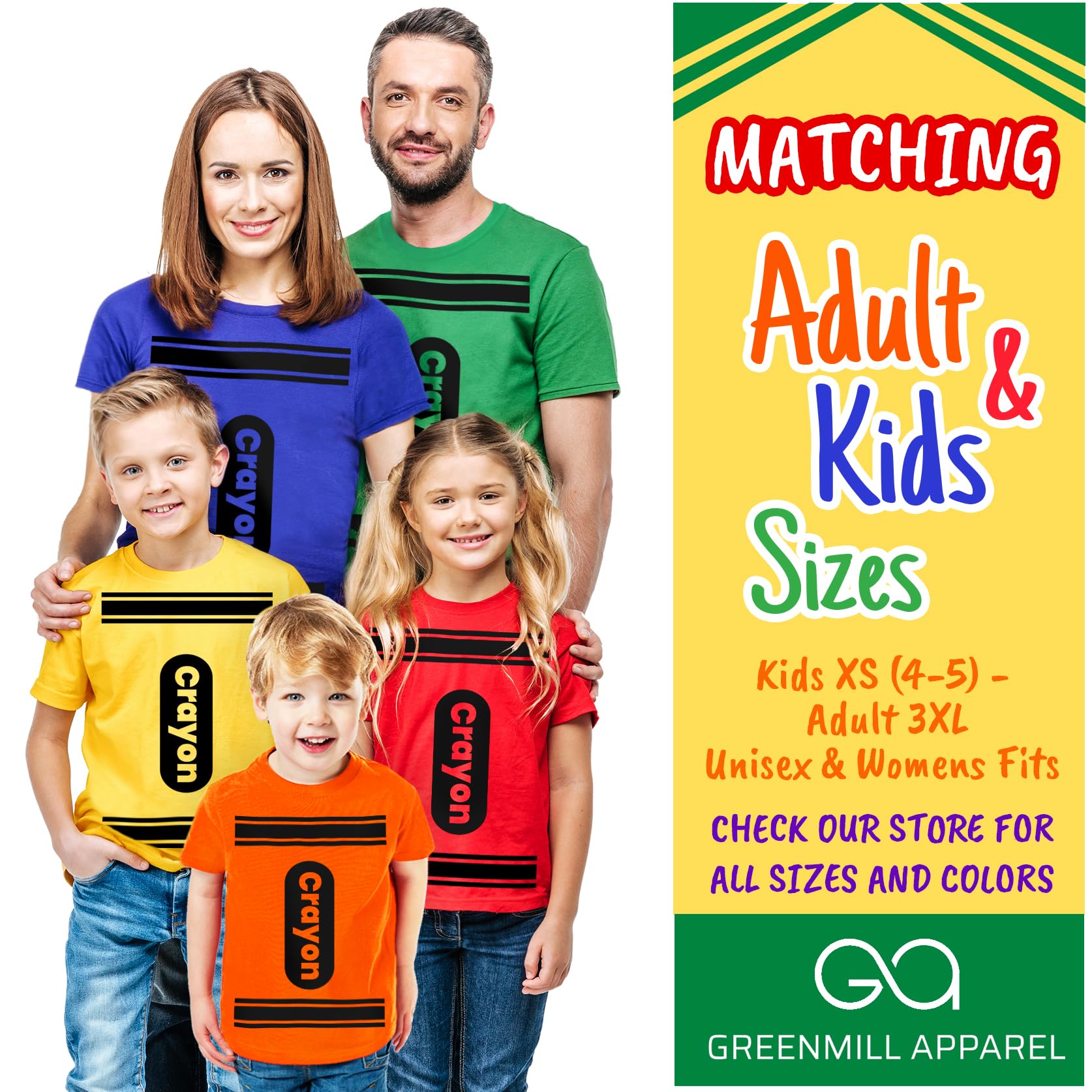 Crayon Halloween Costume T Shirt | Funny Cool Group Tshirt idea | Mens Womens Graphic tee Adult (Red, Medium)