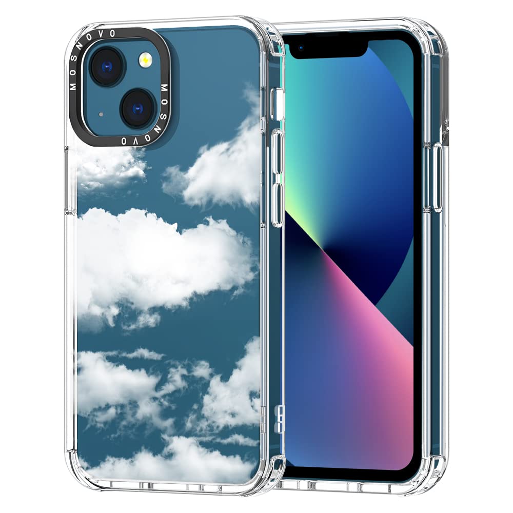 MOSNOVO Case for iPhone 13 Mini, [Buffertech 6.6ft Military-Grade Drop Protection] [Anti Peel Off Tech] Clear TPU Bumper Phone Case Cover Design - Cloud