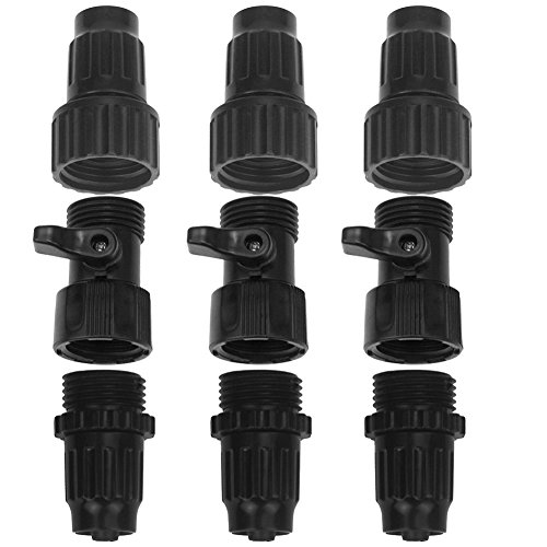 3Sets of Connectors for Garden Water Hose Expanding Hose Female Male Repair Kit with Individual On-Off Valve