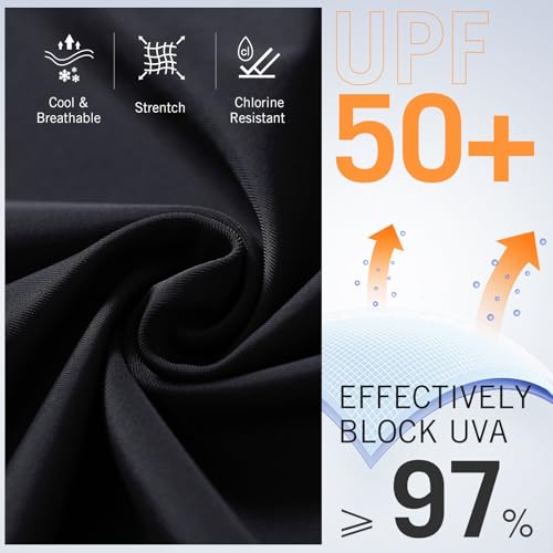 BALEAF Women's Swim Shorts SPF UV High Waisted Tummy Control Tankini Bathing Suit Swimsuit Bottoms with Pockets Black XS