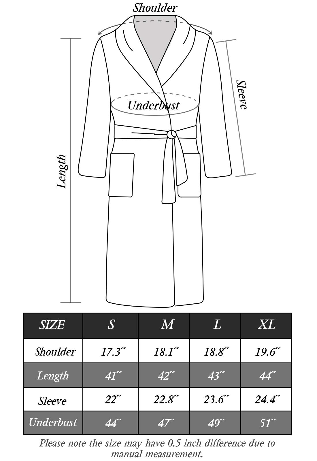 Kniffi Kimono Bathrobe for Women Terry Cloth Robes knee length towel Bathrobe Grey L