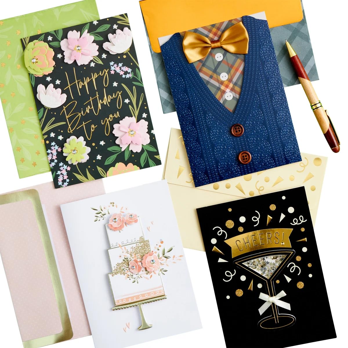 Burgoyne Handmade Embellished Decorative All Occasion Greeting Card Collection with Keepsake Box - 30 Count